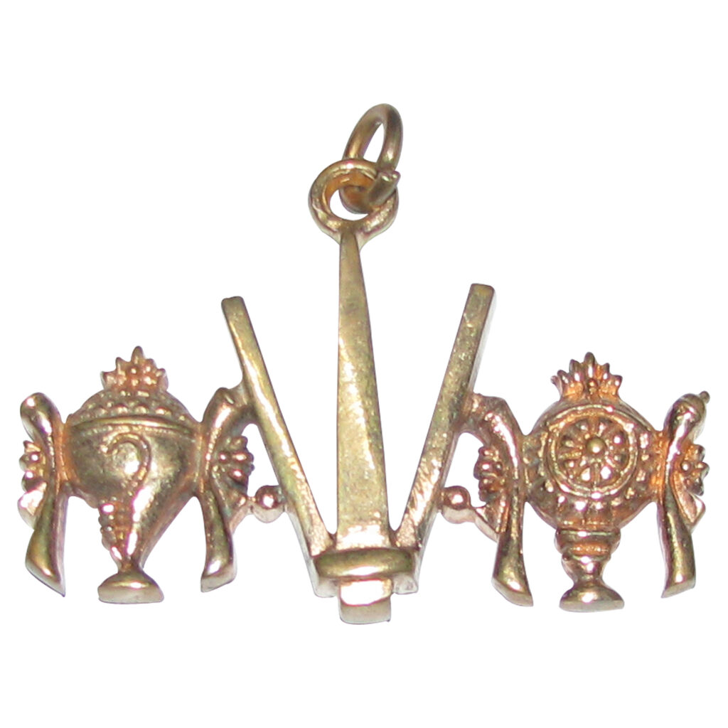 Aadhyathmik Aimpon Panchalogam Sankhu Chakra Namam Pendant Panchaloha ...
